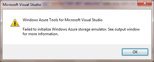 Windows Azure for Developers Task 1: Resolving Failed to initialize Windows Azure storage ...